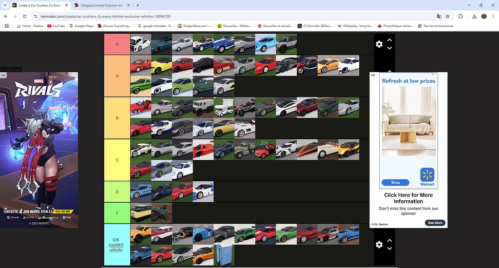 I made a tier list on every Limited-Exclusive vehicles in CC2 ...