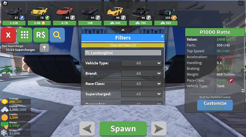 Gavanni Exelsio/Lamborghini Egoista not showing in result - CC2 Bugs ...