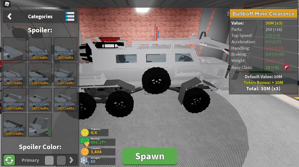 Buffboll Mine Cleareance Spoilers Bug - CC2 Bugs - Car Crushers Forum