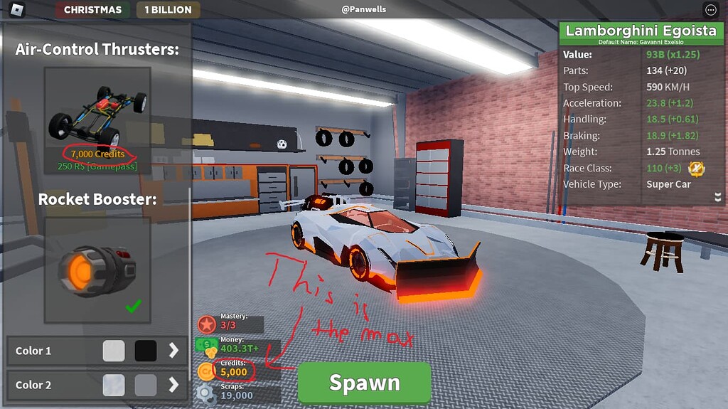 Cant buy Gavanni Exelsio air thrusters with credits - CC2 Bugs - Car ...
