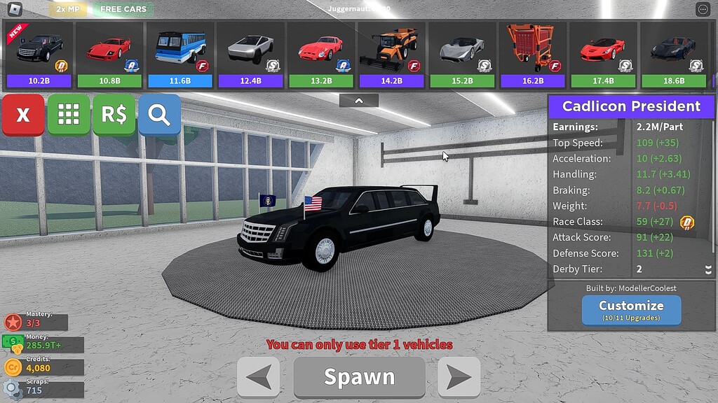 Change the new Predident's cadillac to a tier 1 - CC2 Suggestions - Car ...