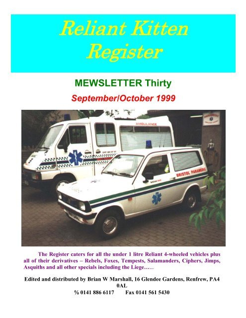 Reliant Kitten(Ambulance) - CC2 Vehicle Suggestions - Car Crushers Forum