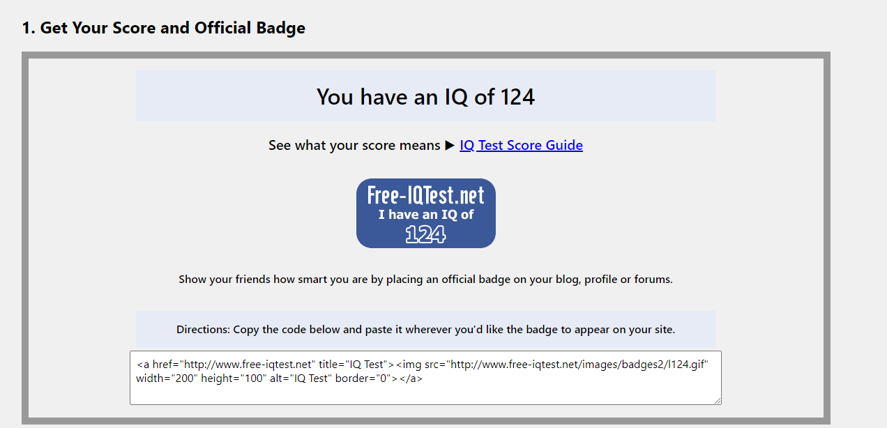 iq test score 124