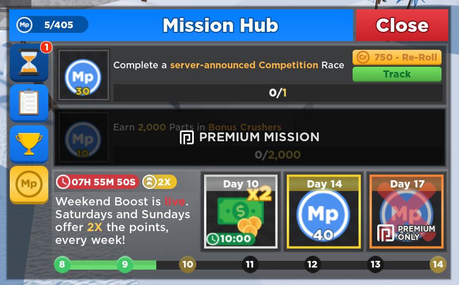 I can't do the daily task of complete a server anounced competition ...