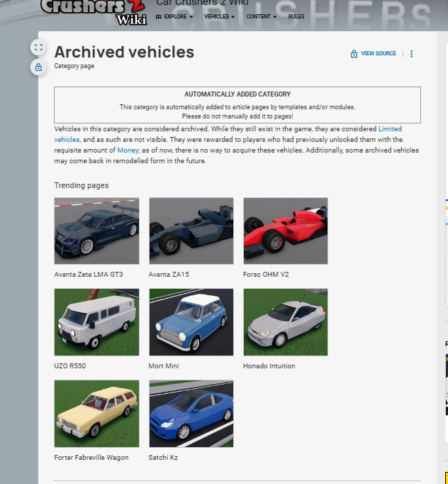 Archived vehicles - CC2 Suggestions - Car Crushers Forum